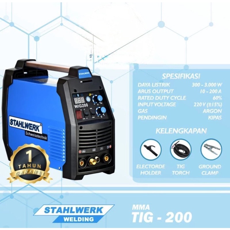 Jual STAHLWERK TIG - 200 | MESIN LAS TIG + MMA DC WELDING MACHINE TIG200 | Shopee Indonesia