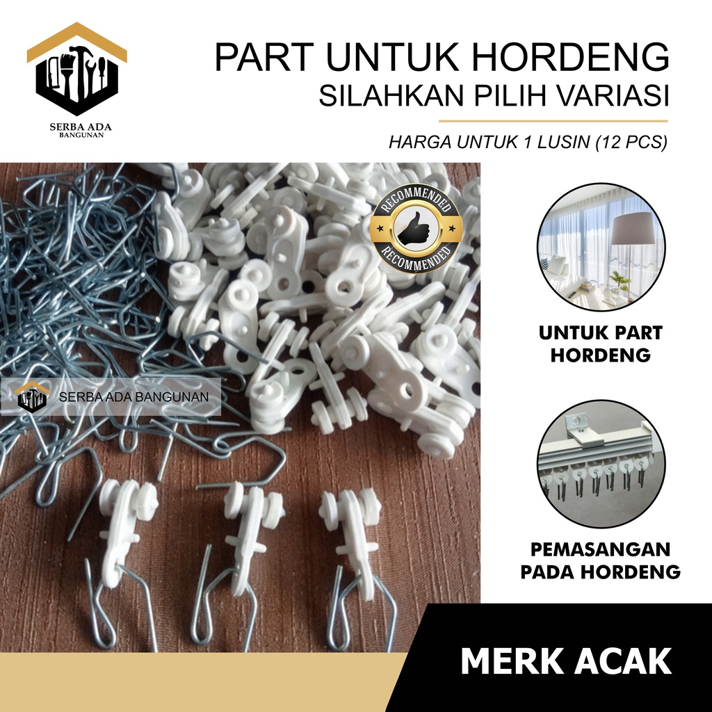 Jual Kaitan hordeng/cantolan gorden isi 12 pcs Roda Rel Gorden / Rell ...