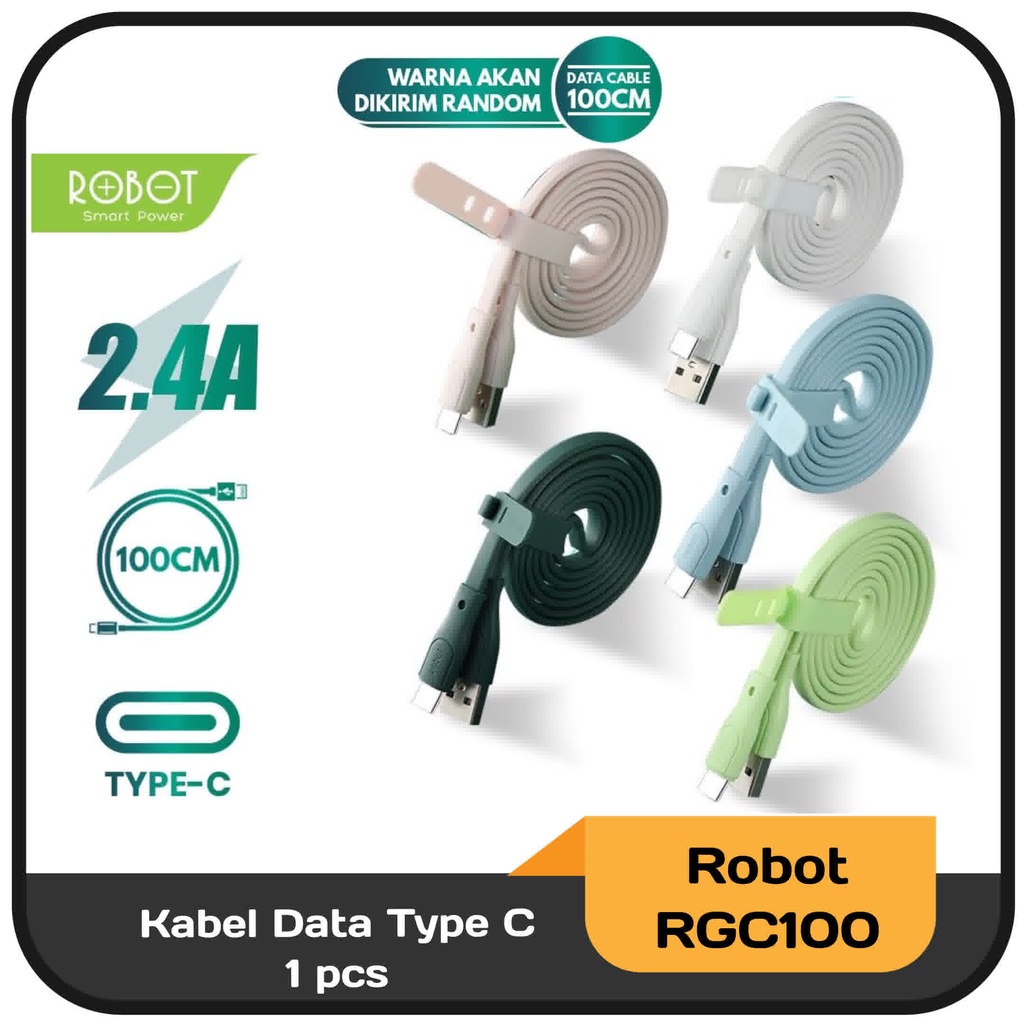 Jual Kabel data Type C Robot RGC100 2,4A Fast charging per pc | Shopee ...