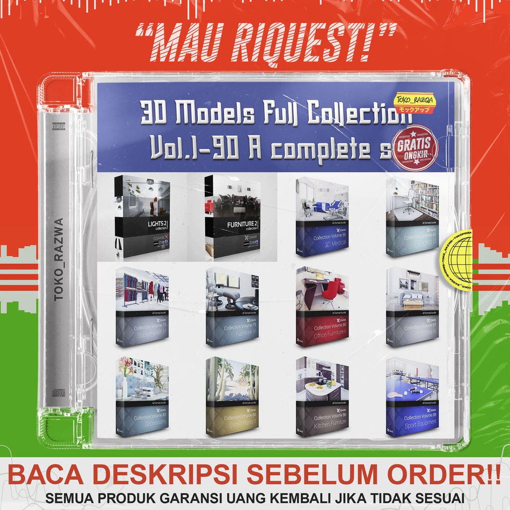 Jual CGAxis - 3D Models Full Collection Vol.1-90 A complete set For 3ds ...