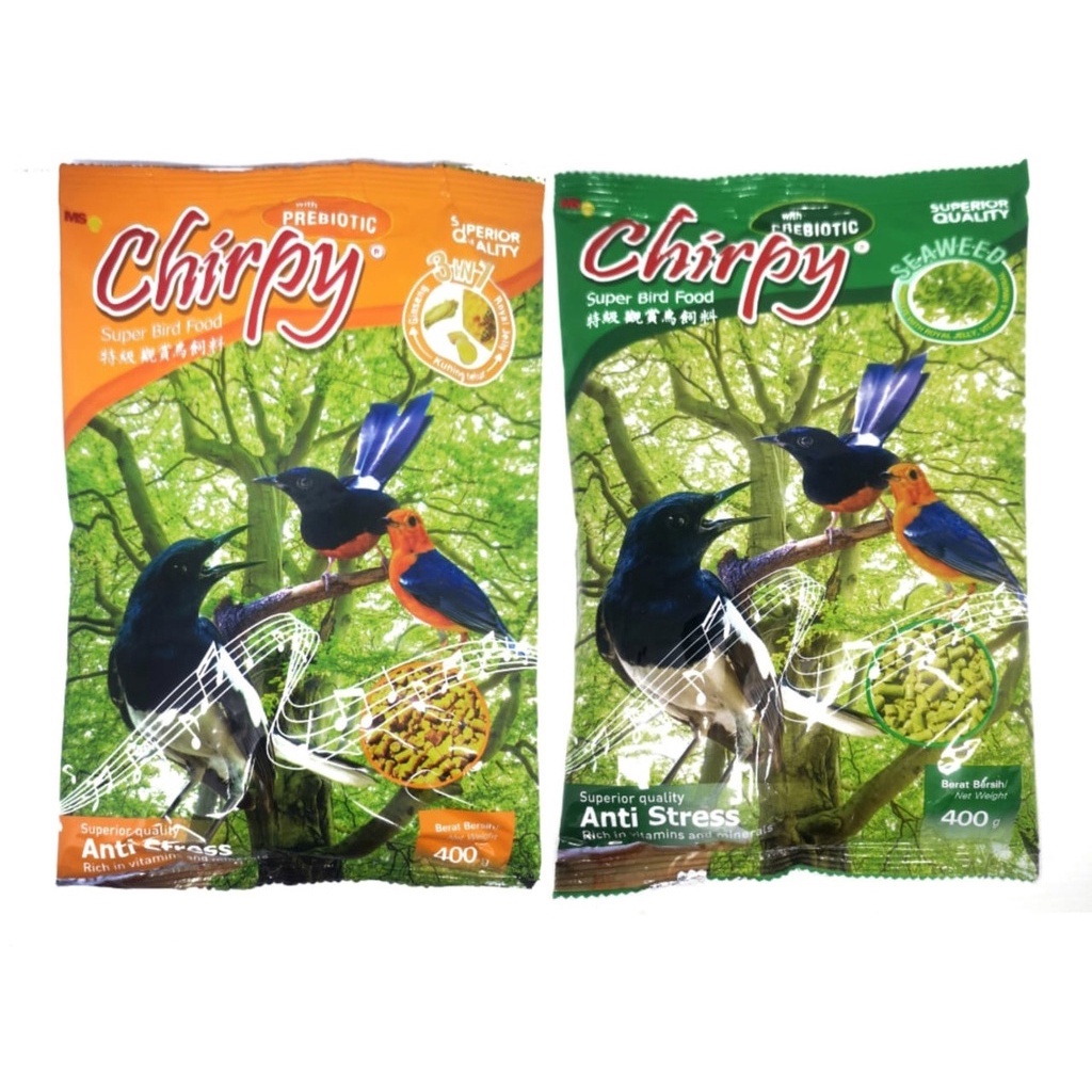 Jual Pakan Makanan Burung CHIRPY Anti Stress Hijau Seaweed Pur Voer ...