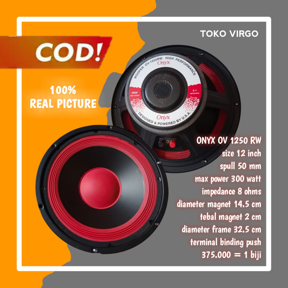 Jual Speaker Onyx Full Range 12" OV 1250 RW Spiker Onix 12 Inch Furing ...