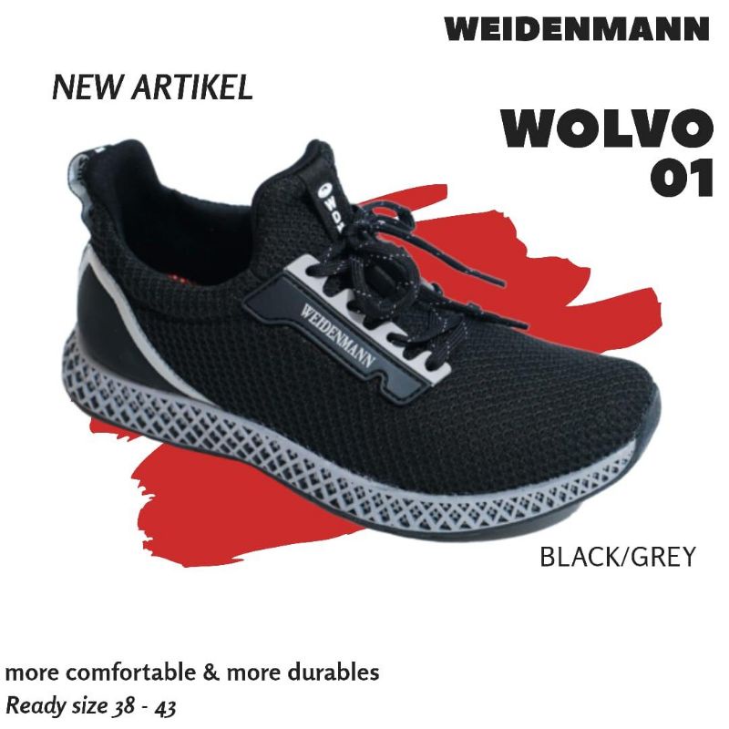Jual Sepatu Casual Pria Olahraga Weidenmann Original Wolvo 01 Hitam/Abu ...
