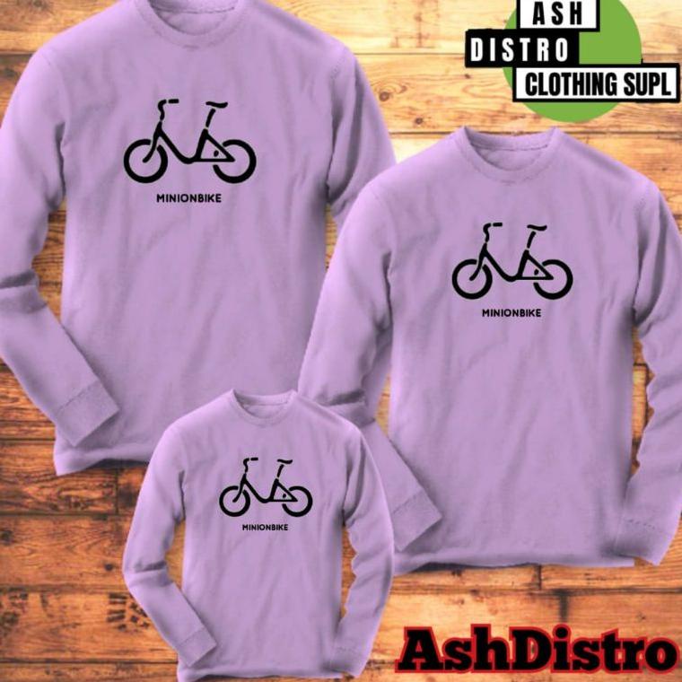 Jual [E-A5A-☎] Kaos lengan panjang couple keluarga sepeda minion bike ...