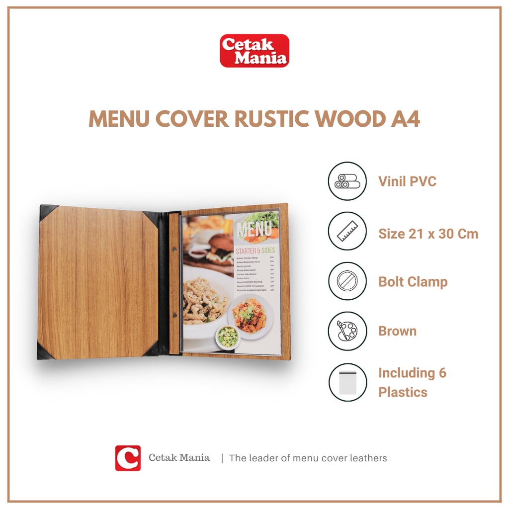 Jual BUKU MENU RUSTIC WOOD RESTORAN A4 - MODEL ISI PLASTIK - READY ...