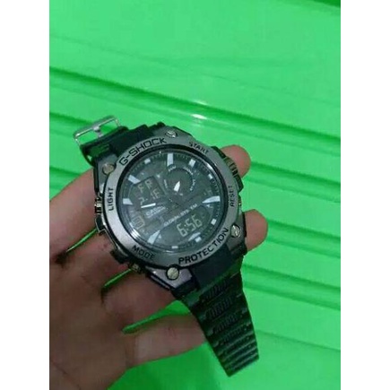 Jual SHOPEE MALL Jam Tangan Pria Kepala Besi GST-8600 Double Time Strap ...