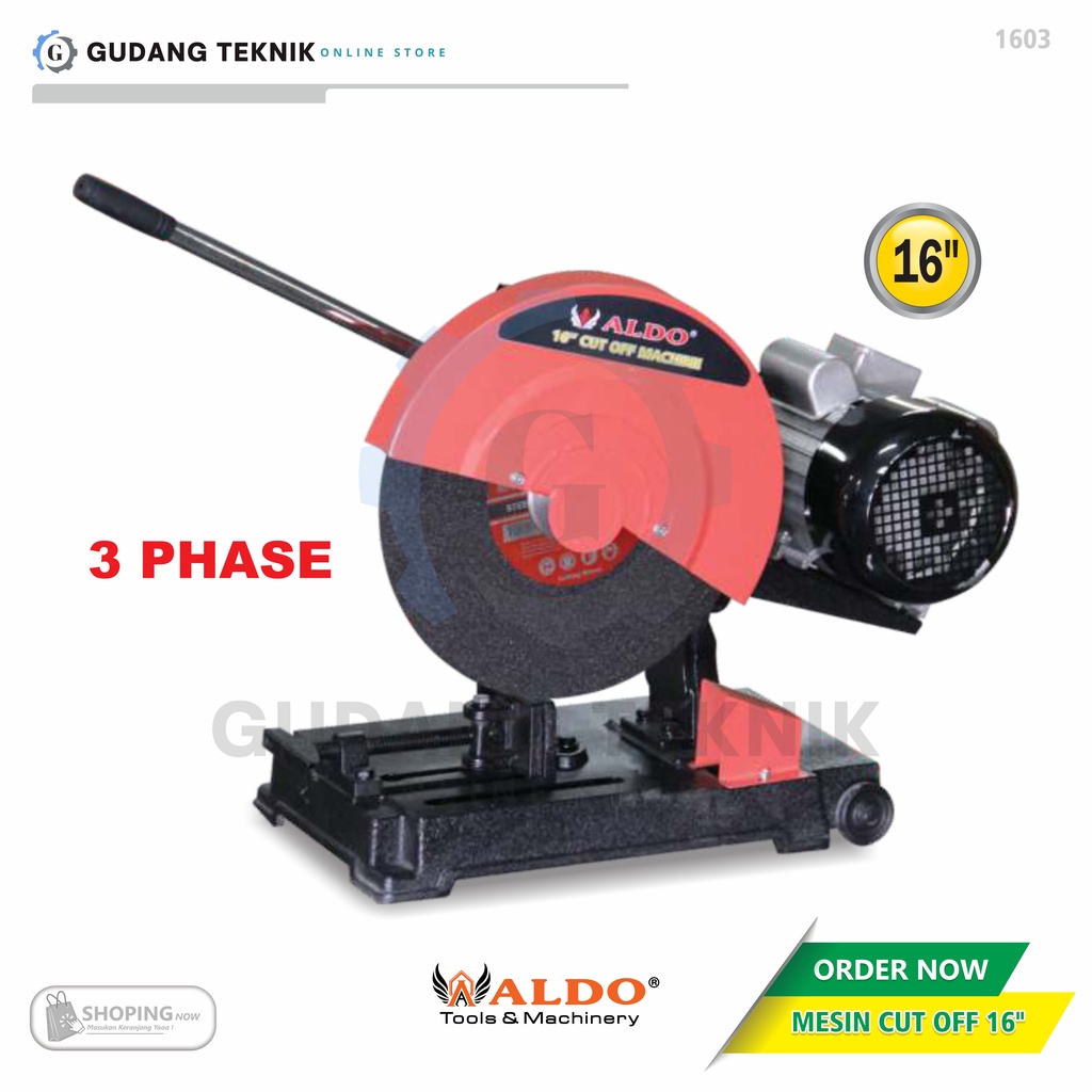 Jual Mesin Potong Besi 16" 2200W ALDO 1603 3PHASE / Mesin Cut Off Cutting Wheel 3PHASE 3HP ...