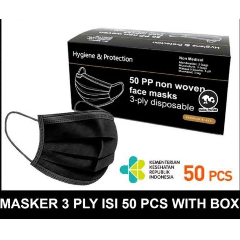 Jual masker EARLOOP HITAM isi 50 pcs | Shopee Indonesia
