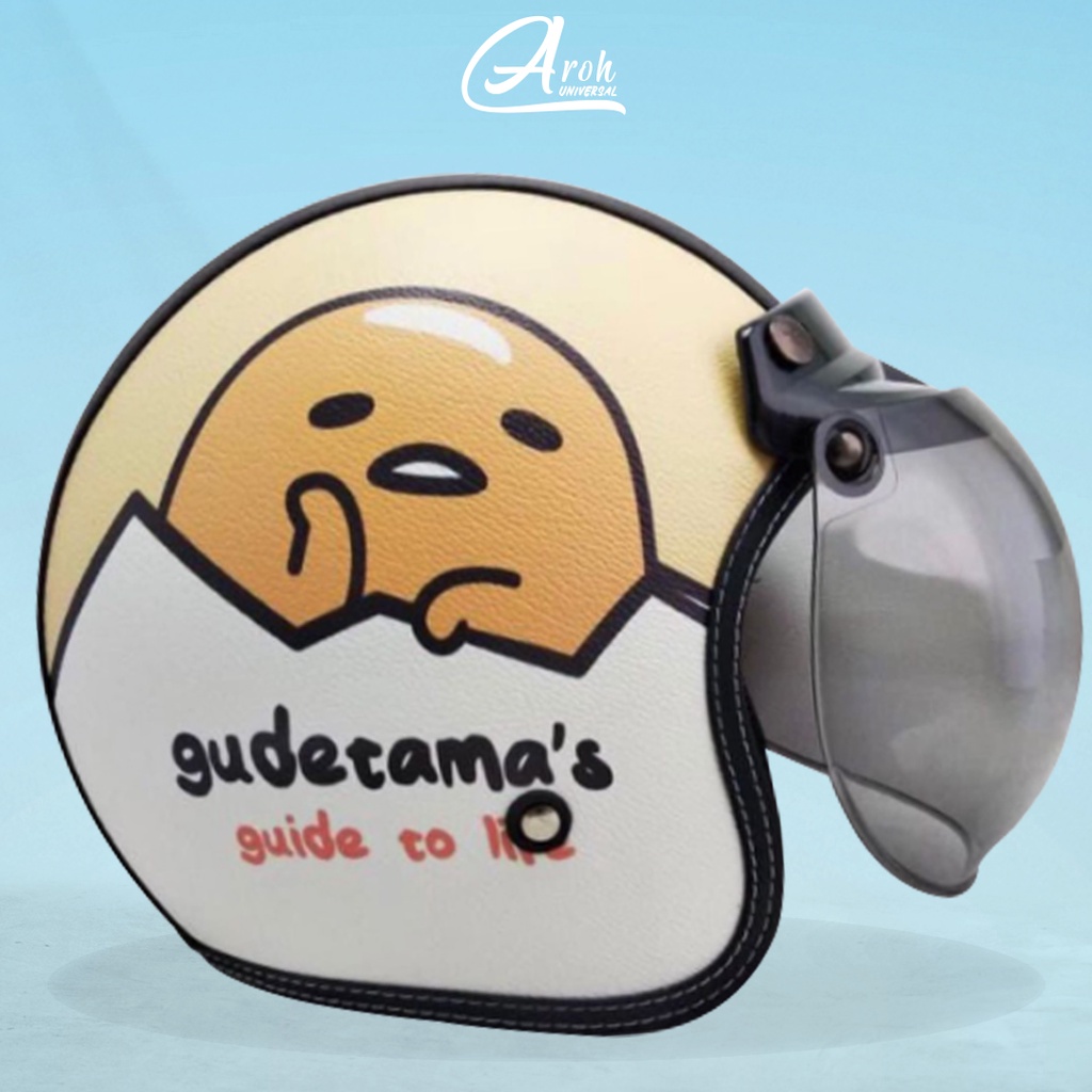 Jual Helm Bogo Retro Motif Gudetama Egg Guide to Life GTL Model Full ...