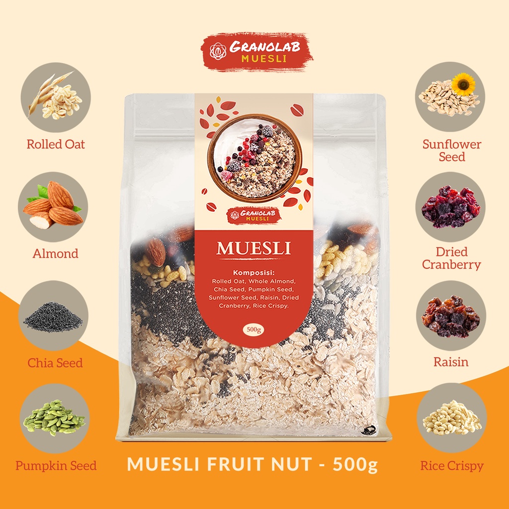 Jual Muesli Fruit and Seed 500 gr - Granolab Muesli | Shopee Indonesia
