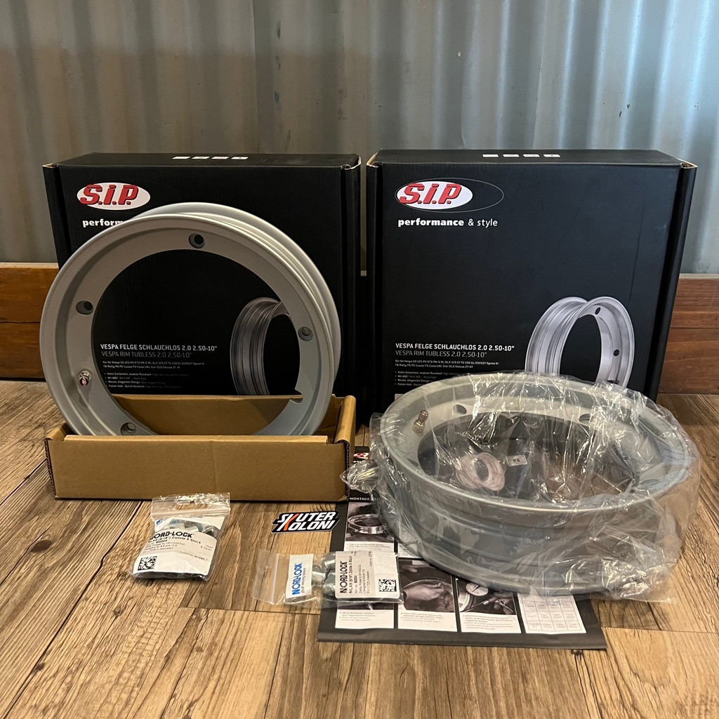 Jual SIP Rim Tubeless 2.0 2.50 x 10 inc velg set silver Vespa PTS PX PS ...