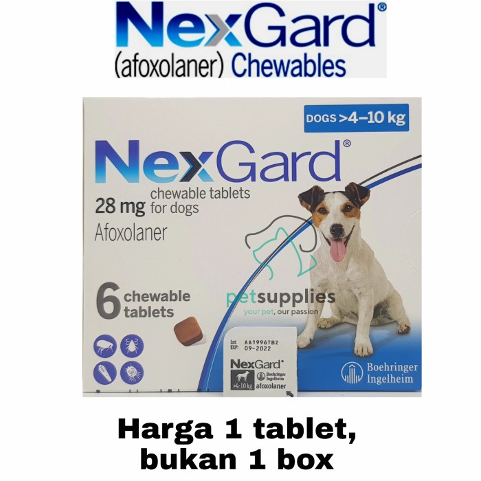 Jual OBAT KUTU ANJING DEMODEX SCABIES NEXGARD UKURAN 4-10 KG HARGA 1 TABLET | Shopee Indonesia