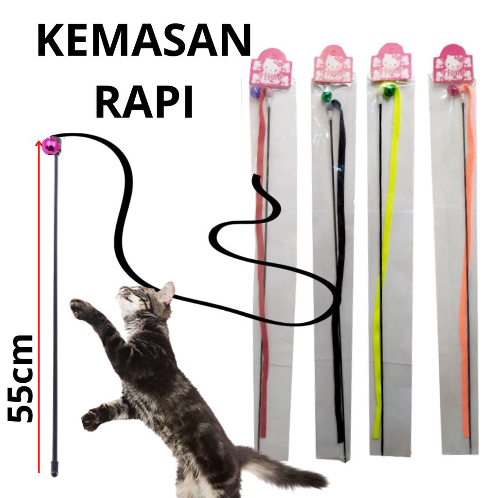 Jual Mainan Kucing Pancingan Tali Pelangi CAT TOYS Tongkat 55CM ...