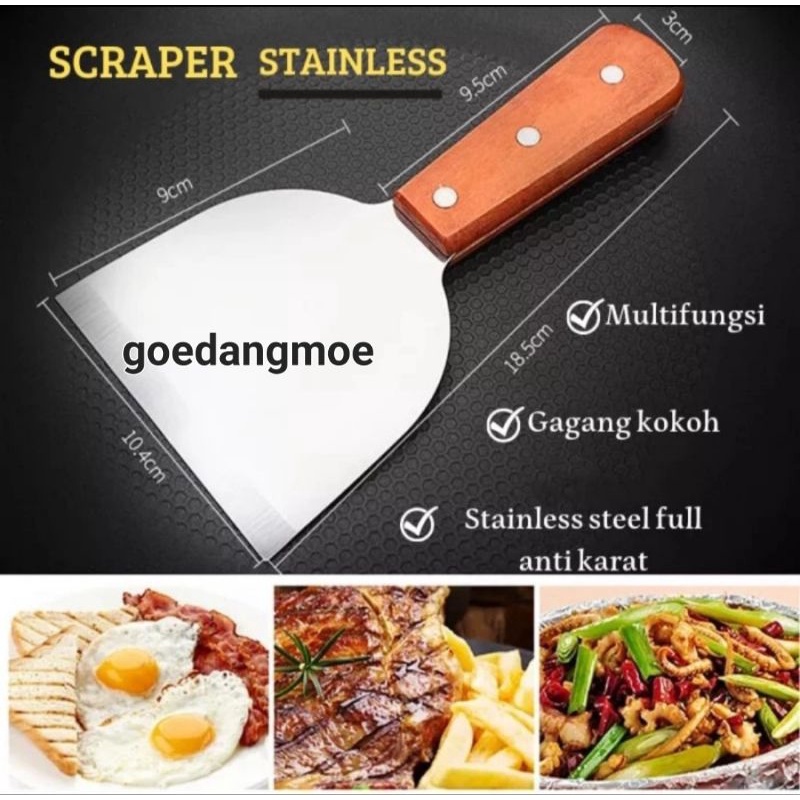 Jual Skop tepayaki bulat / Spatulla pizza martabak crepes / scrapper ss ...