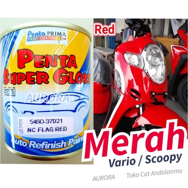 Jual Cat Penta Super Gloss NC Flag Red 200ml Merah Vario Scopy Solid ...
