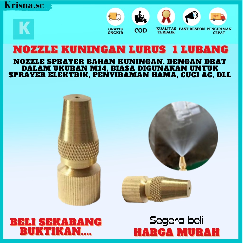 Jual NOZEL / NOZZLE / SPUYER SPRAYER ELEKTRIK KUNINGAN 1 LUBANG LURUS ...