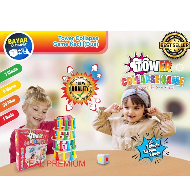 Jual Mainan Tower COLLAPSE GAME Mainan Motorik ANAK ISTANA PILLARS DADU ...