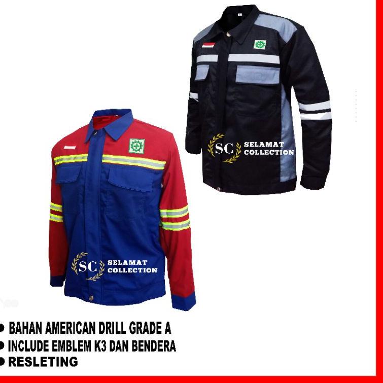 Jual (Z>3E») Baju safety TERBARU seragam proyek Wearpack lengan panjang ...