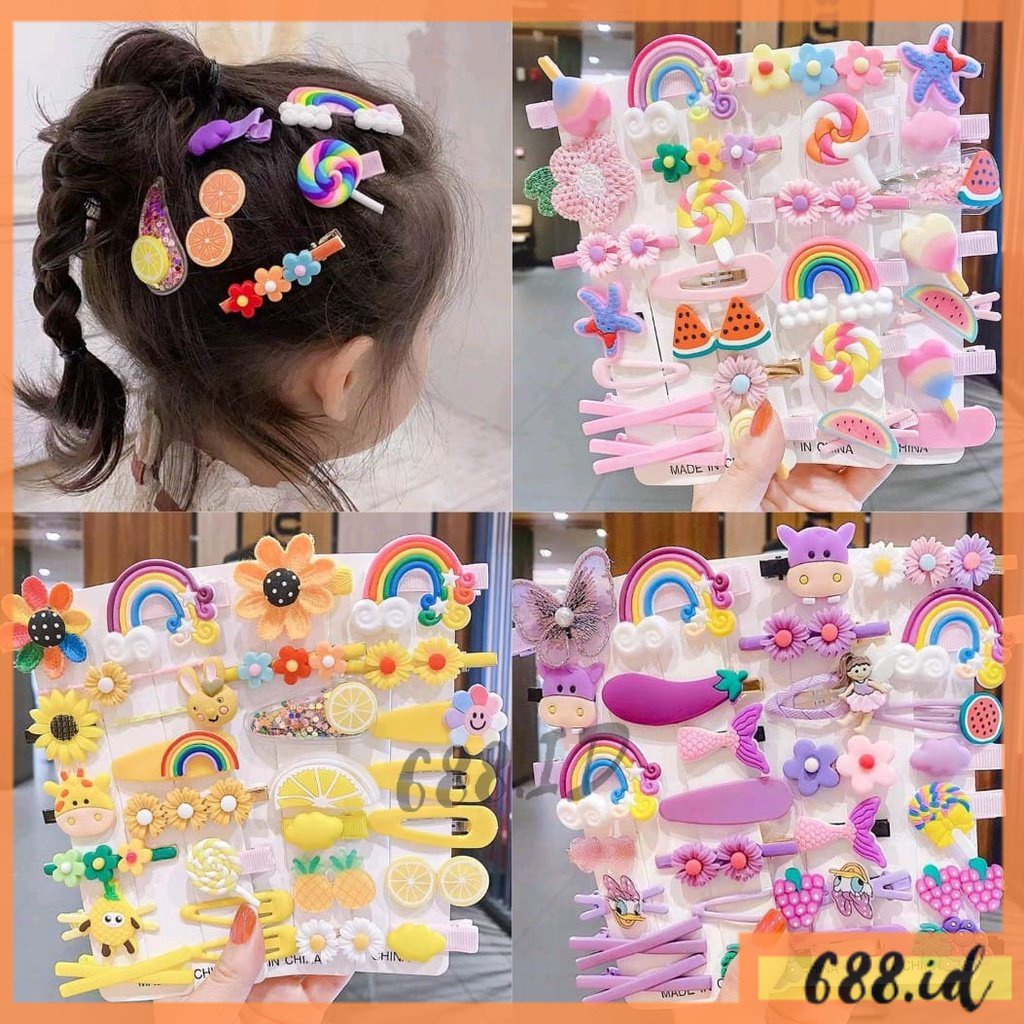 Jual [688.id] 14pcs Jepit Rambut Anak Fashion Korea Set Jepit Rambut ...