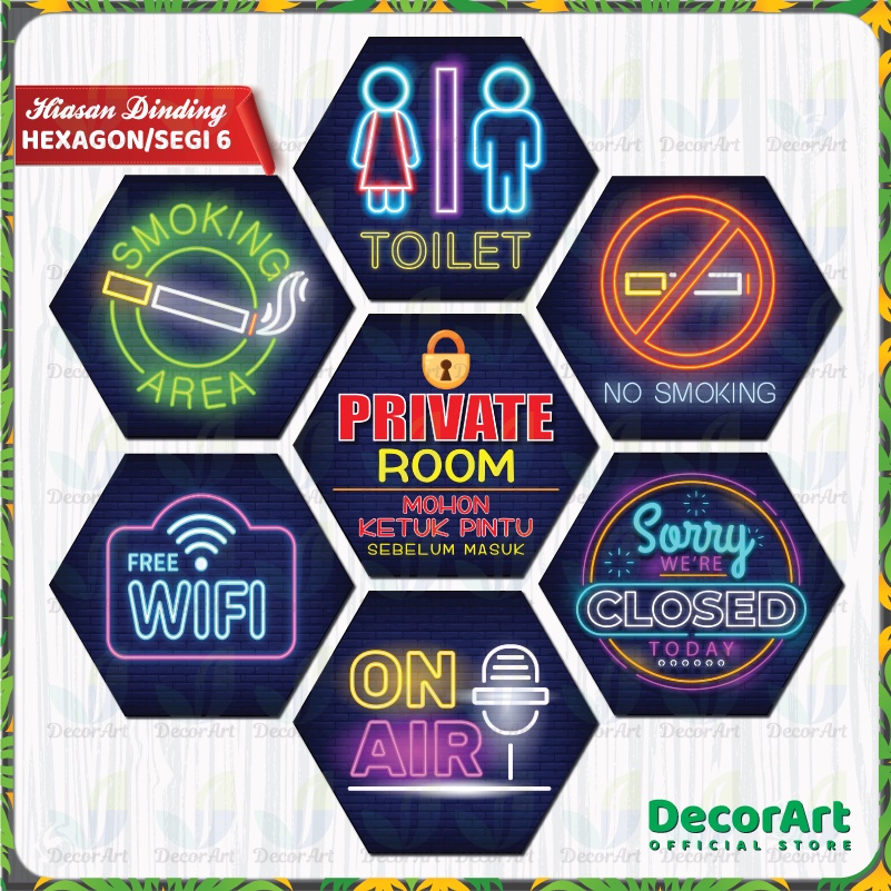 Jual DecorArt - Dekorasi Hiasan Dinding Segi 6 Hexagonal Tema Sign ...