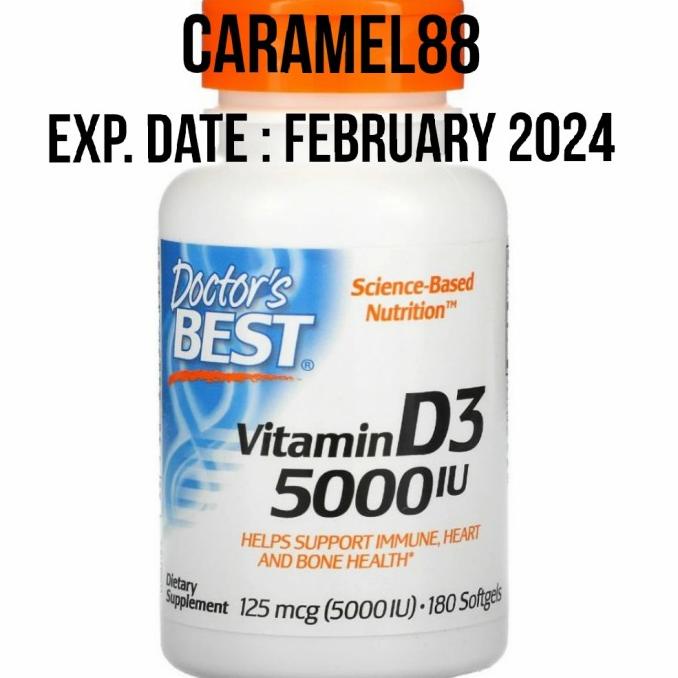 Jual Doctor's Best, Best Vitamin D3, 5000 IU, 180 Softgels | Shopee ...