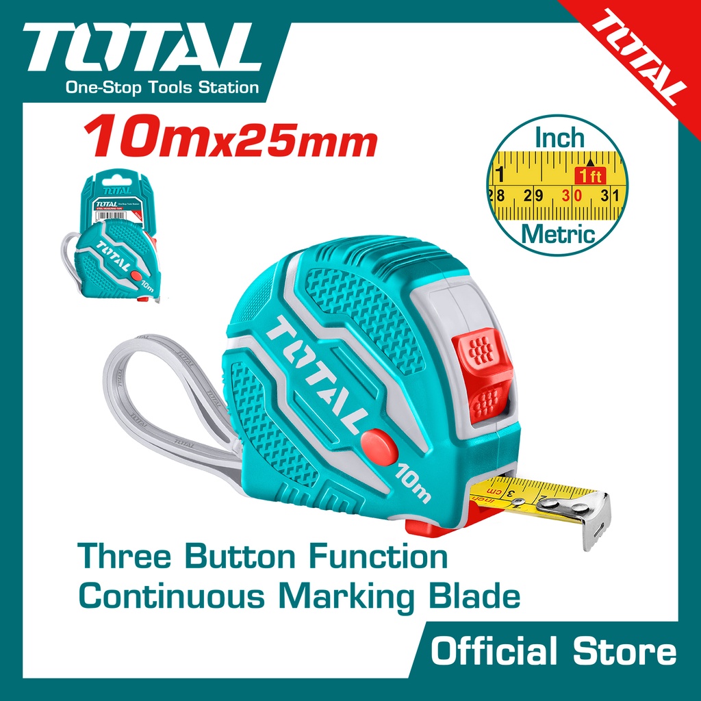 Jual TOTAL Alat Pengukur Meteran/Steel measuring tape 10mx25mm ...