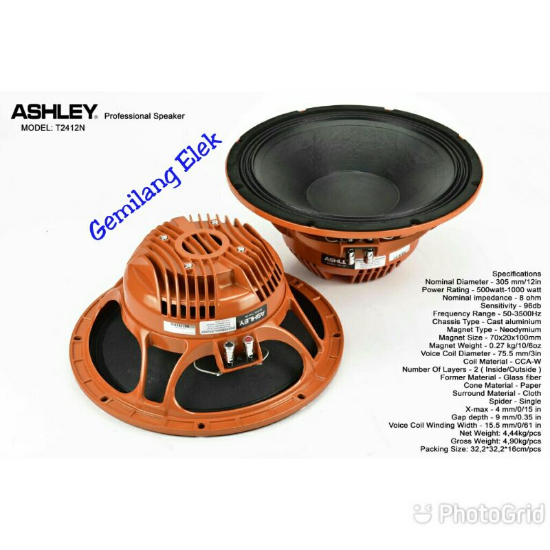 Jual Speaker ASHLEY 12 inch T2412N Original | Shopee Indonesia