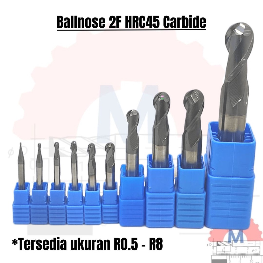 Jual Ballnose HRC45 2F R0.5 - R8 mm Ball nose Diameter 1mm - 16mm | Shopee Indonesia