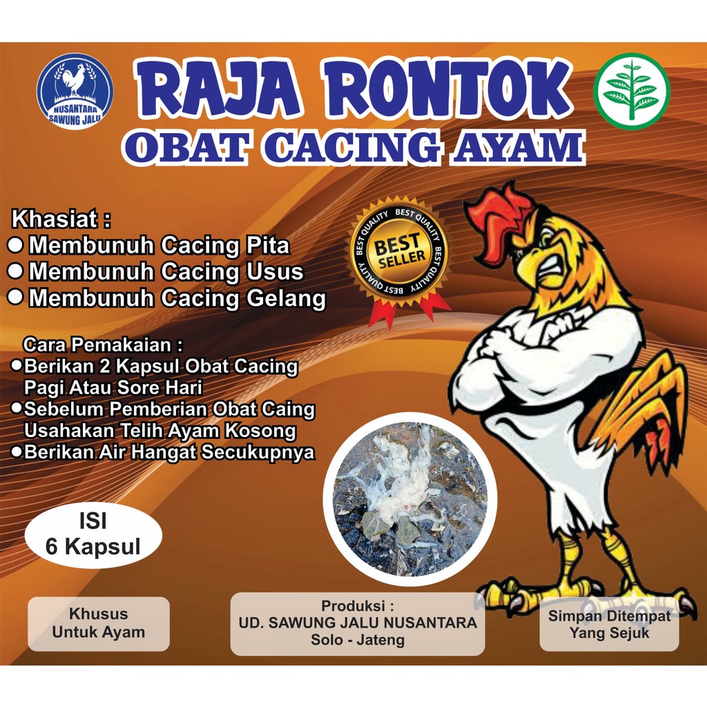 Jual OBAT CACING RAJA RONTOK SAWUNG JALU 1 SACHET JAMU AYAM UNGGAS ...