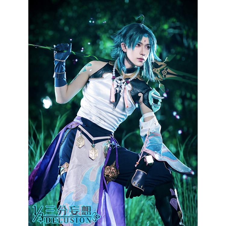 Jual Genshin Impact Xiao Cosplay Full Set Costume Wig Shoes Accessories ...