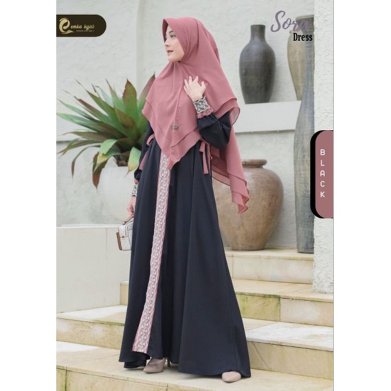 Jual Sora dress by Emka Hijab ( SET KHIMAR) | Shopee Indonesia