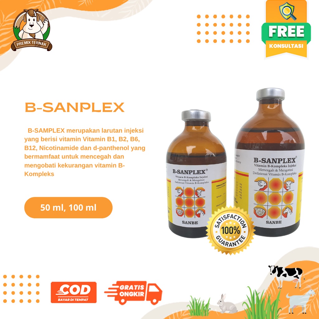 Jual B SANPLEX 100ML B SANPLEX 50ML - B Sanplex Vitamin B komplek Hewan ...