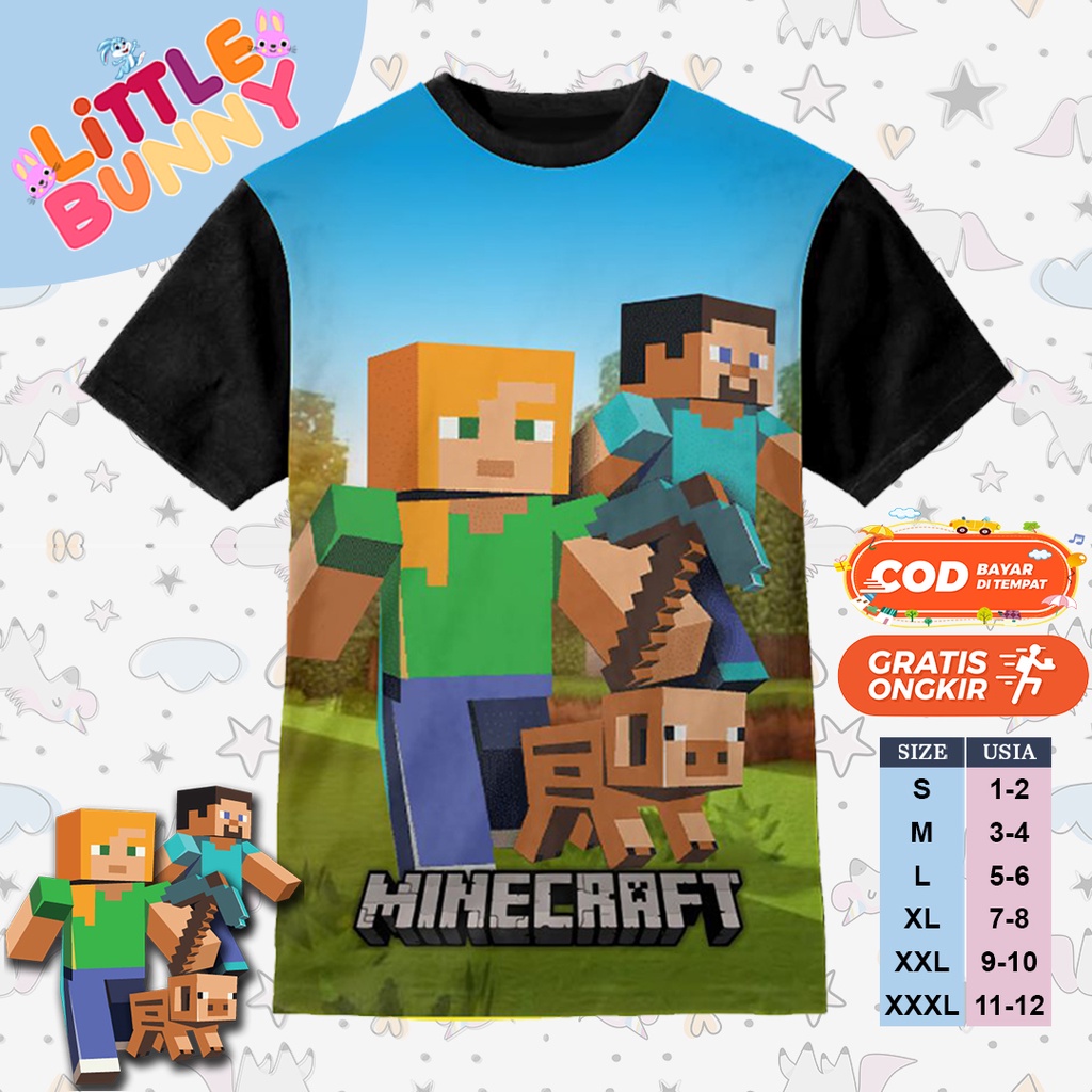 Jual KAOS ANAK GAME 3D MINECRAFT - HAPPY BAJU KAOS ANAK MINECRAFT ...