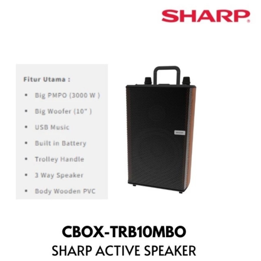Jual Sharp speaker aktif cbox-trb10mbo bluetooth wireless free mic 2 ...