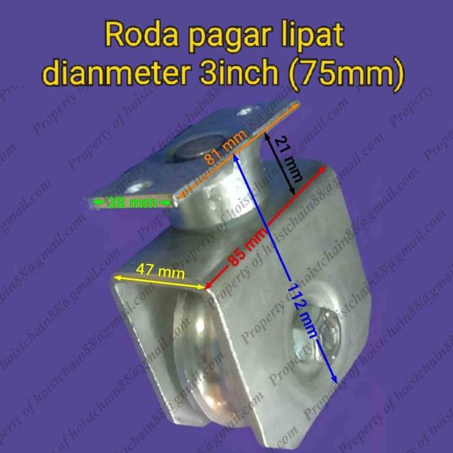 Jual Roda Pagar Pintu Sliding Bull Brand 3 Inch (7,5Cm) Rel Tikung ...