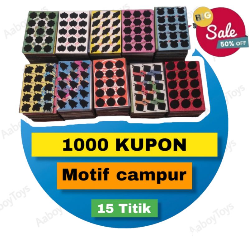Jual Gosokan bom Mainan gosokan 15 titik isi 1000 potong motif campur ...