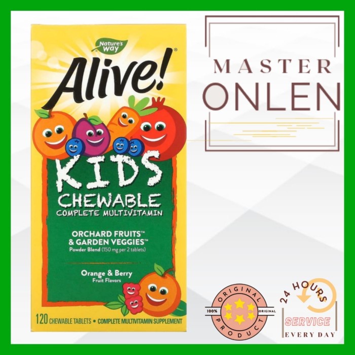 Jual Alive Kids Chewable Complete Multivitamin Nature's Way 120 Tablets ...