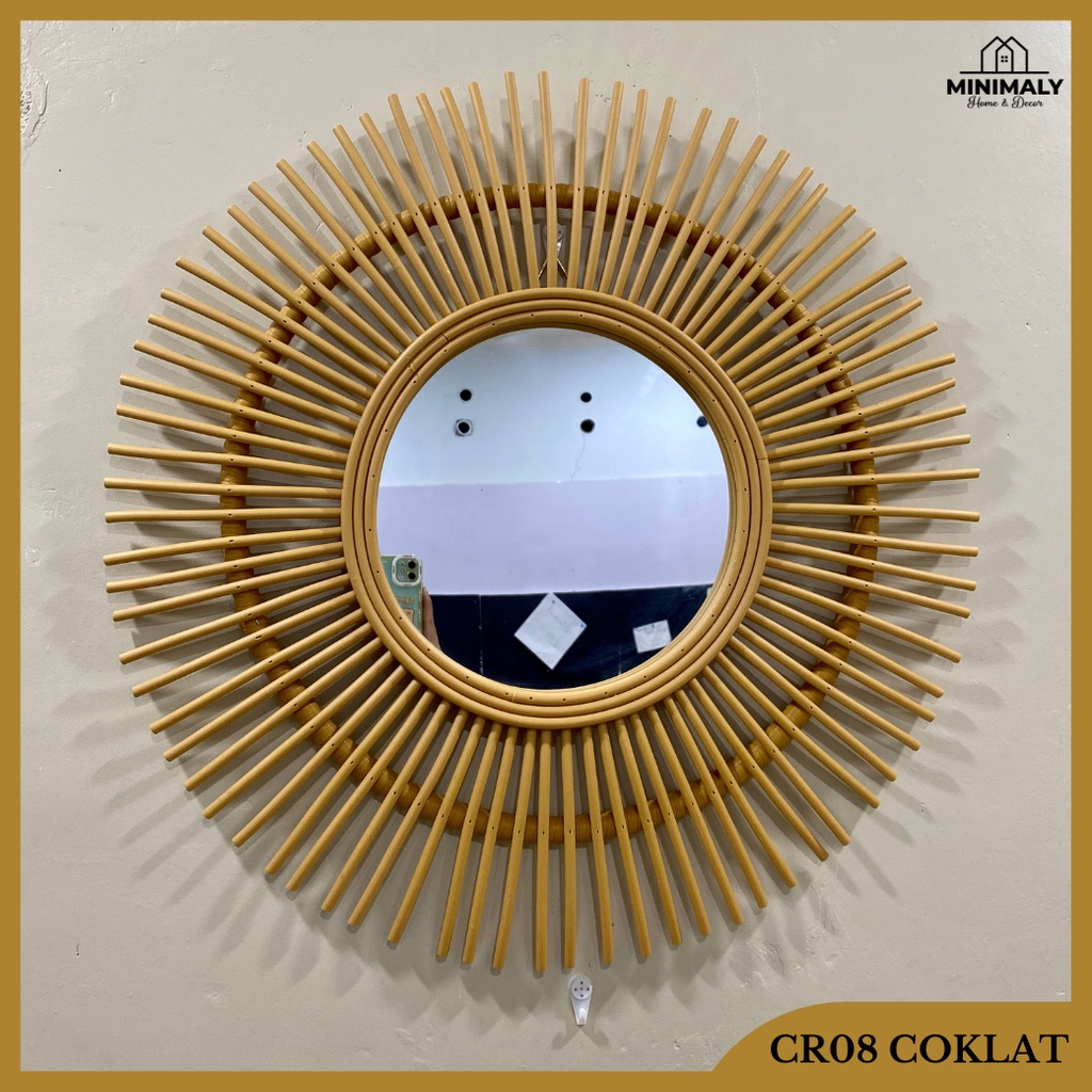 Jual MINIMALY Cermin Aesthetic Rotan Cermin Rotan Kaca Dinding Hiasan ...