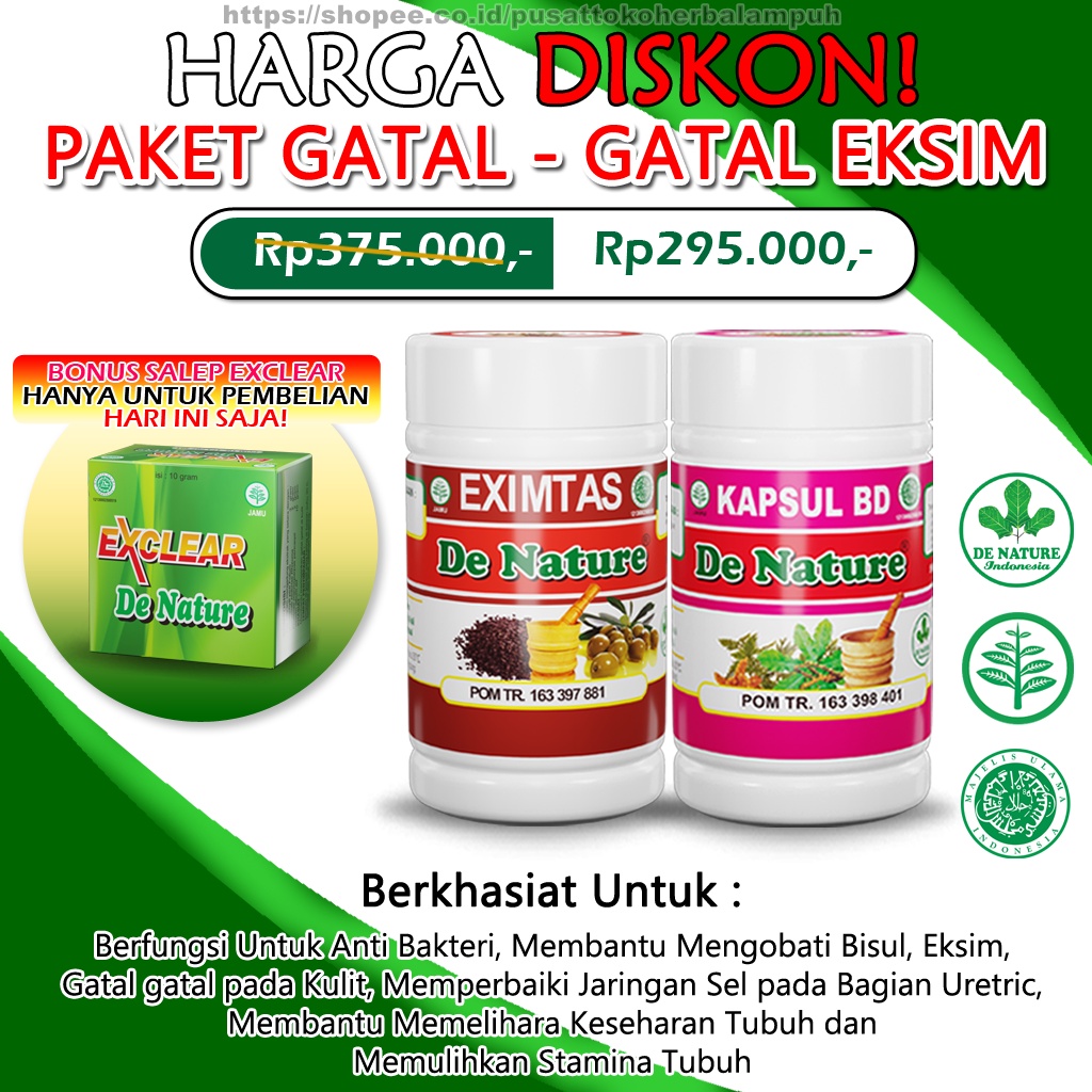 Jual Paket Obat Herbal Gatal Eksim Exim Eximtas Dan Kapsul BD DeNature ...