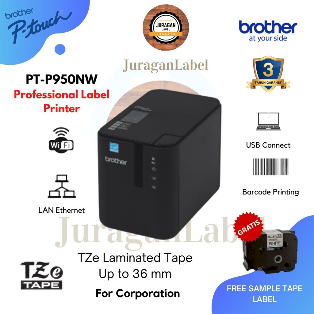 Jual BROTHER PT-P950NW PTouch Printer Label PTP950 Barcode P950 NW ...