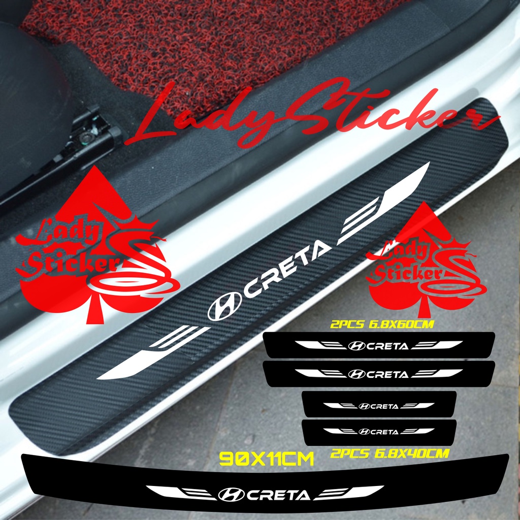 Jual 5pcs sticker sill plate carbon 3d mobil creta sticker karbon 3d ...