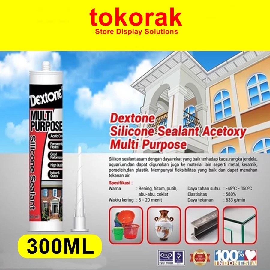 Jual DEXTONE LEM TABUNG SEALANT SILICONE MULTI PURPOSE 300 ML - LEM ...