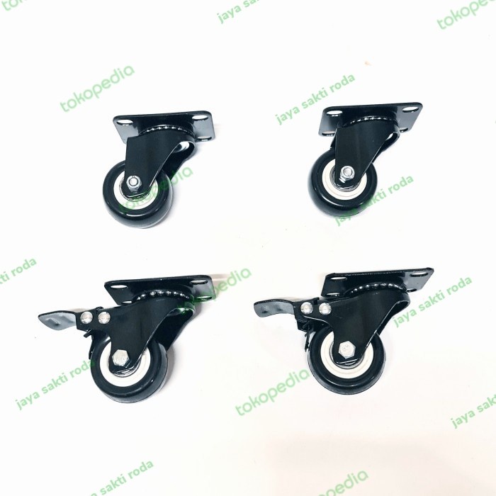 Jual Roda Roda 2 Inch Pu Hitam Taiwan 2Putar+Rem 2Putar (Harga Isi 4 ...