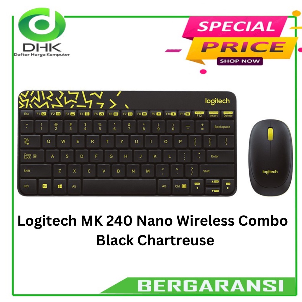 Jual Logitech - MK 240 Nano Wireless Combo - Black Chartreuse | Shopee ...