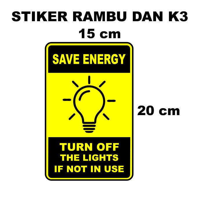 Jual Stiker Hemat Listrik Rambu K3 Save Energy Bahan Vinil Shopee Indonesia