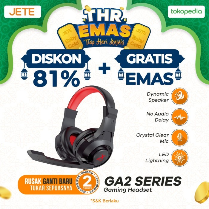 Jual Headset Gaming JETE X GA2 with Mic Mikrofon Game GARANSI Headphone ...
