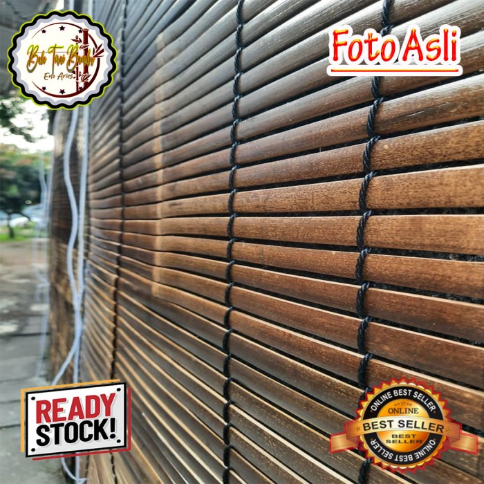 Jual Tirai bambu 1M x 2 M (Sudah Katrol) Kerai Murah Kerei krey | Shopee Indonesia