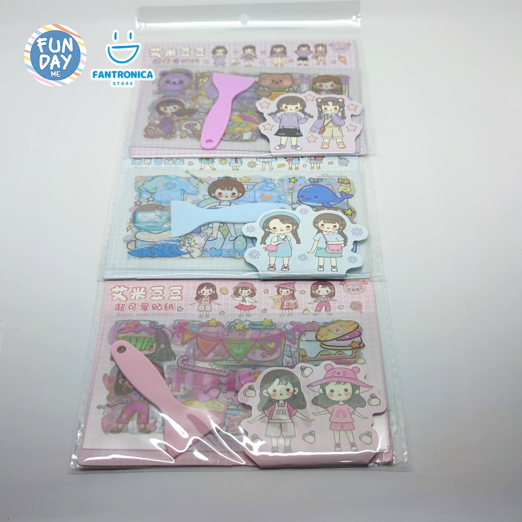 Jual Super Cute Stiker isi 6 Lembar ada Spatula / Sticker Glitter ...