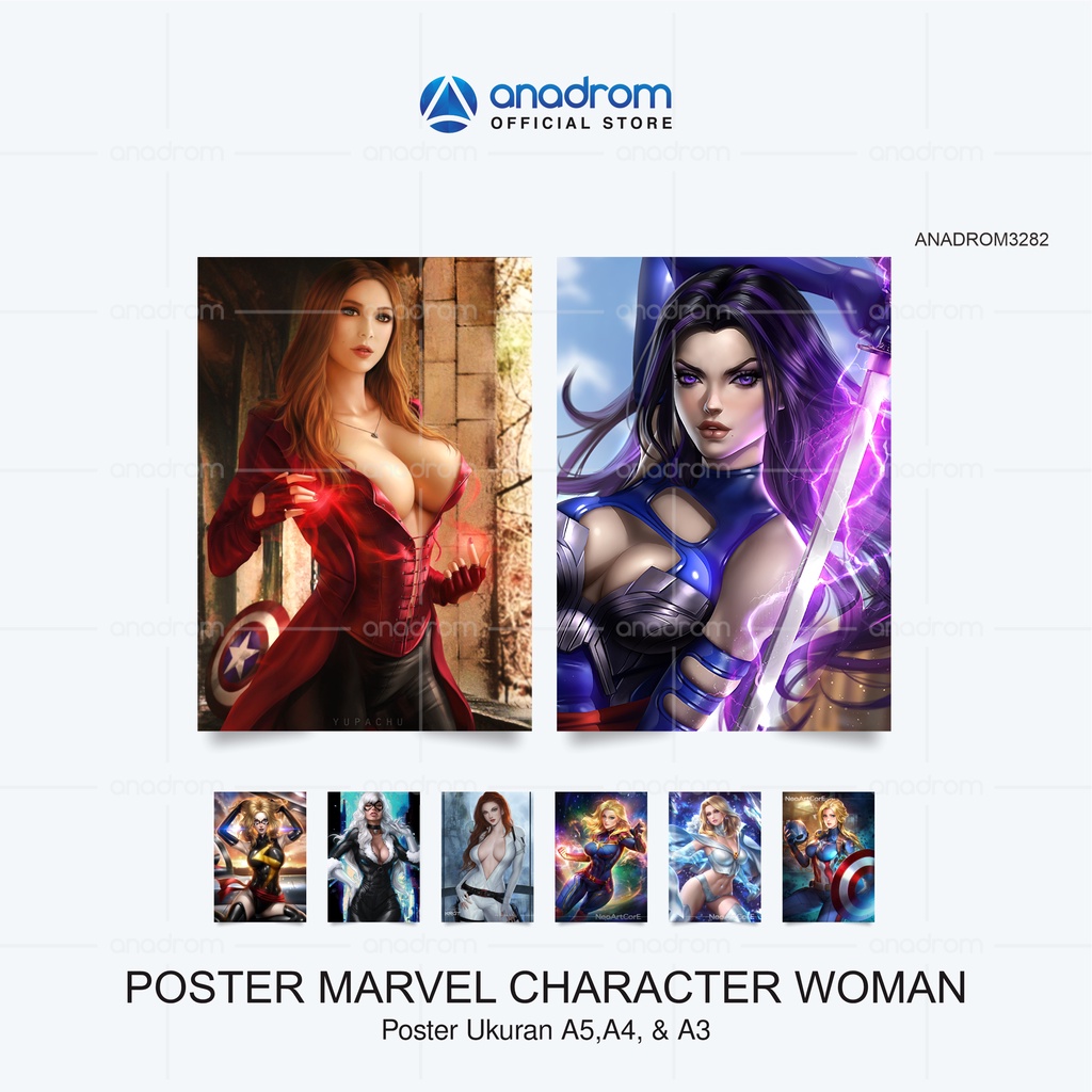 Jual Poster Marvel Character Woman I Poster Ukuran A5,A4, & A3 I Anadrom 3282 | Shopee Indonesia