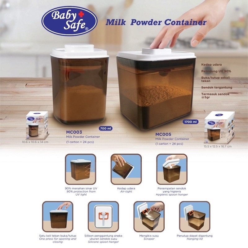 Jual Baby Safe Milk Powder Container 1700ml 700ml Kedap Udara Toples ...